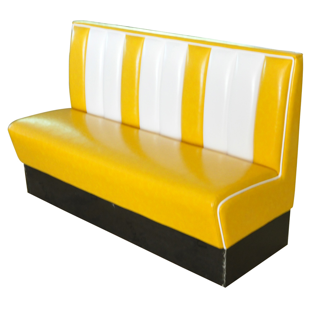 Long 3 seater yellow and white leather 50s retro dining room booths ...